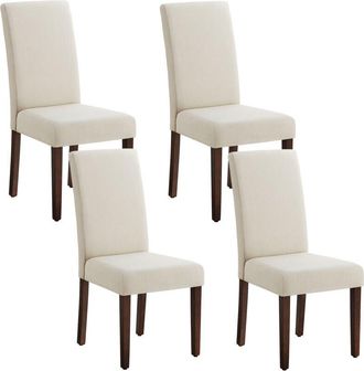 Vasagle Lot de 4 Chaises de Salle &agrave; Manger, Chaises Cuisine, Dossier Haut, pour Cuisine, Assise &Eacute;paisse, 58 x 48 x 100 cm, Blanc