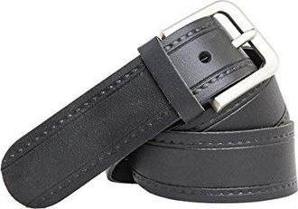 shenky Ceinture en cuir - vissée/avec boucle en acier inoxydable - à motif - largeur 4 cm - motif sur les bords - noir - Tour de taille : 85 cm