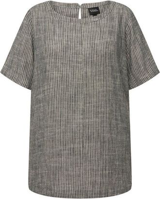 Ulla Popken Longbluse Bluse Leinenmix Streifen Rundhals Halbarm