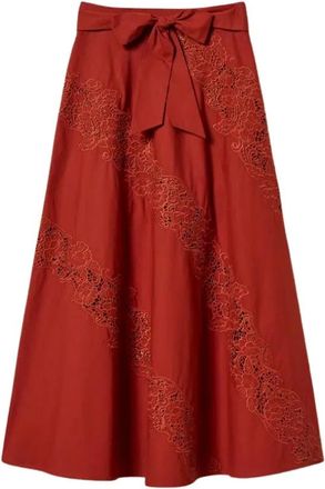 Twinset Femme, Jupes, Brun, Taille: 38 FR Longue Jupe Popeline Sangallo
