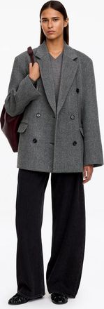 Arket Zweireihiger Blazer Aus Wollmischung -Schwarz