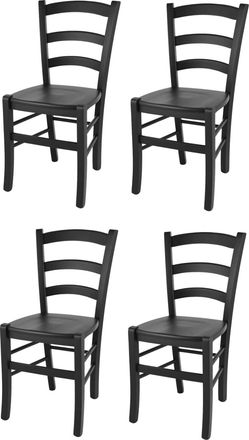Tommychairs Tommychairs - 4er Set Stühle Venezia für Küche und Esszimmer, robuste Struktur aus lackiertem Buchenholz in Anilinfabre Schwarz und Sitzfläche aus Hol