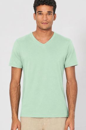 Hempage Hempage Herren vegan T Shirt V Neck Slim Fit Menta Gr&uuml;n