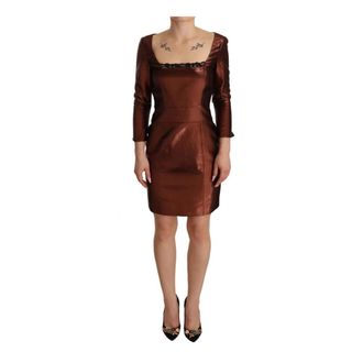 Gianfranco Ferre Femme, Robes, Brun, Taille: 36 FR Robe Mini à Col Carré avec Manches Longues