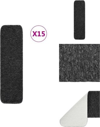 vidaXL Tapis descalier 15 pcs 75x20 cm Anthracite Rectangulaire - Tapis Descalier - Tapis Marche - Protection Escalier - Décoration Escalier