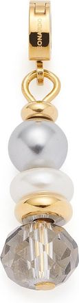 Leonardo Anhänger Clip & Mix Pauly - Ketten-Anhänger aus goldfarbenem Edelstahl - aufgereihte Glas- und Imitationsperlen in grautönen - Clip S (3,5 mm Ø) - Sch