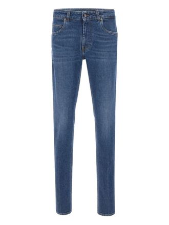 Fay jean cinq poches à patch en cuir - Bleu