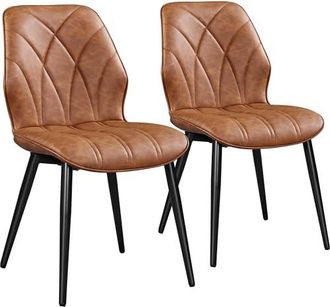 Yaheetech Esszimmerst&uuml;hle 2er Set K&uuml;chenst&uuml;hle gepolstert Metallbeine bis 136 KG Belastbar Polsterstuhl f&uuml;r K&uuml;che/Esszimmer/Schlafzimmer/Restaurant Braun/Kunstl