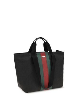 Gucci Mens Web Tote Bag Nika Blk Vrv-Blk-T.g Cotton Shoulder Vrv/blk/t.g