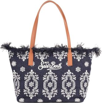 MC2 Saint Barth Femme, Sacs, Bleu, Taille: ONE Size City Bag Mid Fringe Sangallo