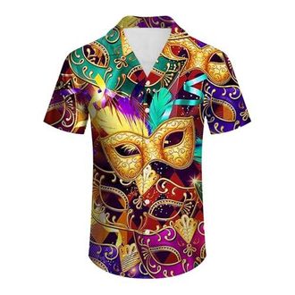 Generic Chemise disco pour homme - Imprim&eacute; brillant - Costume vintage ann&eacute;es 70 - Manches courtes - Discoth&egrave;que - Carnaval - Style d&eacute;contract&eacute; et classique, 0