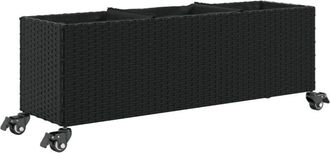 vidaXL Jardini&egrave;re avec roulettes et 3 pots noir 107x32x38 cm rotin vidaXL