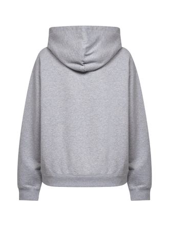 Gucci Womens Cotton Hoodie With Pleated Insert Grey Sweatshirts Sweater