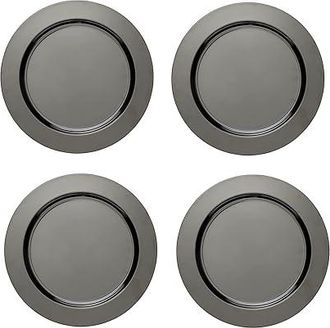 Echtwerk 4-teiliges Platzteller/Servierteller Set Shiny aus hochwertigem Edelstahl, Black-Edition, Ø 33,2 cm