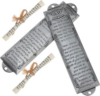 Valiclud 2 Stück Metall Schriftrollen-tafel Dekor Vintage Stil Mit Heiligen Schriftworten Für Zuhause Und Büro Dekoration Religiöses Geschenk Symbol