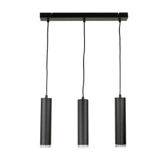 Licht-Erlebnisse Pendelleuchte aus Aluguss in schwarz 3-flammig E27 D:8cm B:50cm f&uuml;r K&uuml;che Essbereich Tresen Wohnzimmer Pendellampe Innen H&auml;ngeleuchte H&auml;ngelampe