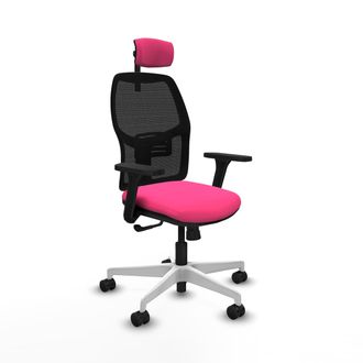 Piqueras y Crespo Alfera Rosa Schreibtischstuhl mit 3D-Armlehnen, h&ouml;henverstellbarer Lendenwirbelst&uuml;tze und h&ouml;henverstellbarem Kopfteil, Schwarz/Rosa