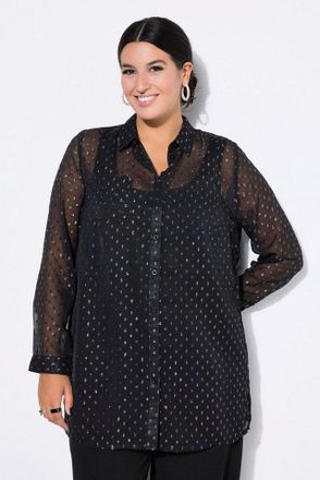 STUDIO UNTOLD Longbluse Hemdbluse Straight Shape Chiffon mit Glitzer