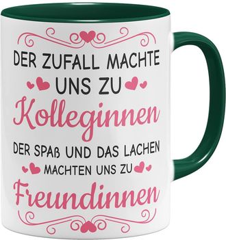 OM3 Der Zufall machte uns zu Kolleginnen Freundinnen Kaffee-Tasse Geschenkidee Dankeschön Lieblingskollegin | Keramik Becher | 11oz 325ml | Beidseitig Bed