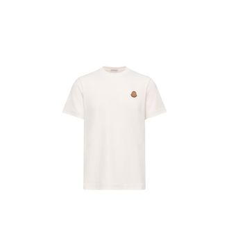 Moncler Moncler Double Leather Logo Cotton T-shirt, Men, White, Size: 3xl