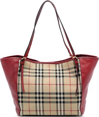 Burberry Shopper - Small Haymarket Check Canvas and Leather Canterbur - Gr. unisize - in Braun - f&uuml;r Damen