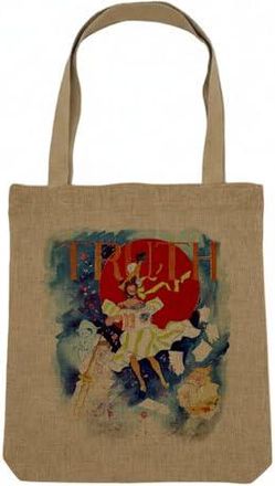 Fabulous Sac Shopping Tote Bag Aspect Lin - Truth V&eacute;rit&eacute; Affiche Aquarelle Tendre - Sac de Courses Toile Epaisse 360g Beige Naturel Cabas Port&eacute; Epaule Solide I