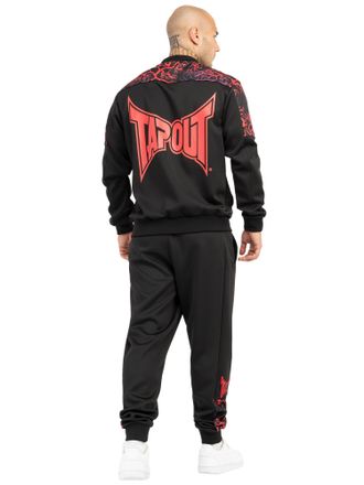Tapout Herren Trainingsanzug normale Passform ROOTS TAPTRACK, Black/Red/Aubergine, 3XL