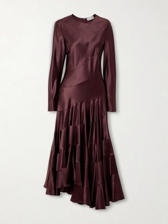 Tory Burch Asymmetrisches Midikleid Aus Satin - Burgunder