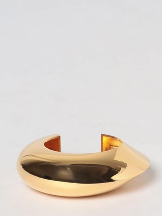Alaia Bracelet manchette Edge en laiton chrom&eacute; avec logo grav&eacute;