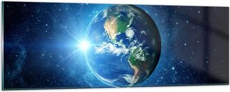 Arttor Panorama Bilder auf Glas Erde Universum Sterne Galaxie Glasbild 90x30cm Wandbilder Dekoration Wohnzimmer Schlafzimmer K&uuml;che Klein Wanddeko Bild im Gla