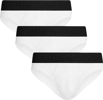 John Richmond Homme, Sous-v&ecirc;tements, Blanc, Taille: S Tripack slip vita bassa tricolor in cotone pettinato