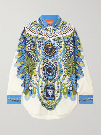 La DoubleJ Chemise En Popeline De Coton Imprimée Better Than Your Boyfriends - Bleu