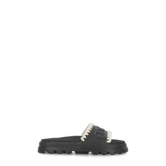 Mou Schwarze Sandalen mit Frontlogo-N&auml;hten - - Shoes - Damen - Schwarzk - 41 EU