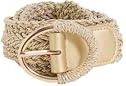 Grain de Malice Ceinture tressée femme - Jaune couleur or - Taille 38/40