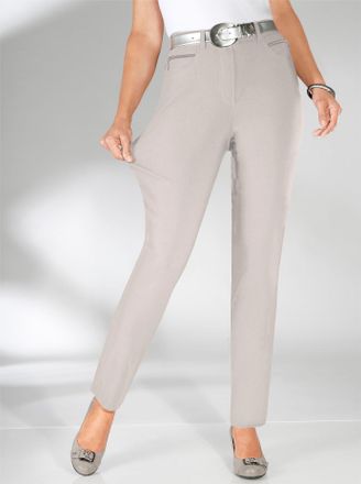 Stehmann Stretch-Hose STEHMANN, Damen, Gr. 100, Langgr&ouml;&szlig;en, grau (stein), 72% Viskose, 25% Polyamid, 3% Elasthan, unifarben, lang, Hosen, Topseller