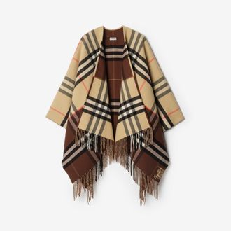 Burberry Cape en cachemire et laine Check contrastant