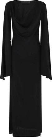 Federica Tosi Femme, Robes, Noir, Taille: 38 FR Abito lungo drappeggio Crepe de Chine