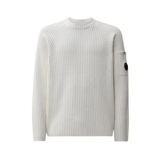 C.P. Company C.p. Company - Le Pull Col Rond en Chenille Coton - Homme - Pulls - Blanc - Taille: M