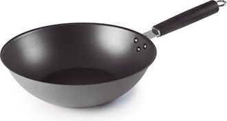 Lacor 63733 - Wok Basic, Wok aus 100% natürlichem Eisen mit dreilagiger Antihaftbeschichtung, PFOA-frei, ergonomischer Griff, für alle Arten von Küchen geei