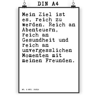 Mr. & Mrs. Panda Bild Mein Ziel ist es,... DIN A4 - Geschenk, Spr&uuml;che, Kunstdruck, Spruch, Freundschaft, Deko, Freund, Beste Freundin, wanddeko, Reichtum, Wandposter, 