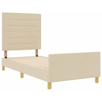 vidaXL Cadre de lit avec t&ecirc;te de lit Cr&egrave;me 90 x 190 cm tissu vidaXL