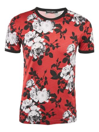 Dolce & Gabbana t-shirt à fleurs - Rouge