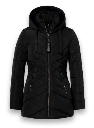 District Winterjacke Workout mit Kapuze (Mantel, wasserabweisend) schwarz Damen