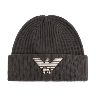 Emporio Armani Homme, Accessoires, Gris, Taille: S Bonnet en laine avec logo brod&eacute;