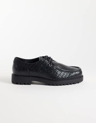 Asos chaussures &agrave; lacets &agrave; empi&egrave;cement en noir effet croco