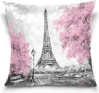 Linomo Kissenbezug 45x45 cm, Eiffelturm Paris Frankreich Dekorative Kissenbezug Kissenh&uuml;lle f&uuml;r Couch Sofa Bett Hause