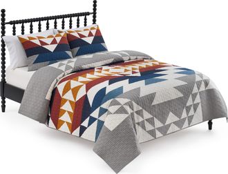 Pendleton Explorer-Bettw&auml;sche-Set, weiche Baumwolle, 100% Baumwolle, rustikale Heimdekoration, Doppelbett, Queen-Size-Bett und King-Size-Bett, Grau