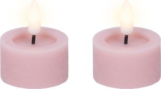 Lumineo LED Teelichter mit Timer 4,4x5cm Wachs 2 Stück - Wachskerzen mit 6 Stunden Timerfunktion - Echtwachskerze batteriebetrieben - Flammenlose Kerzen als T