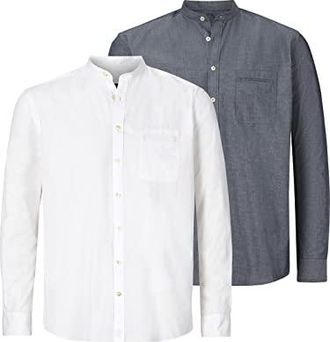 Jan Vanderstorm Homme Lot De 2 Chemises Heimir Blanc, 6XL (XXXXXXL) - 53/54