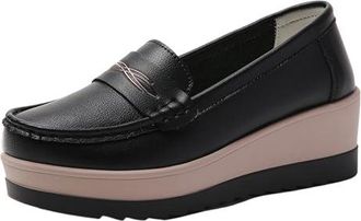 Generic Chaussures &agrave; enfiler pour femme - Coupe large - Style d&eacute;contract&eacute; - Bout rond - Semelle &eacute;paisse - Respirantes - &Eacute;l&eacute;gantes et confortables - Chaussures